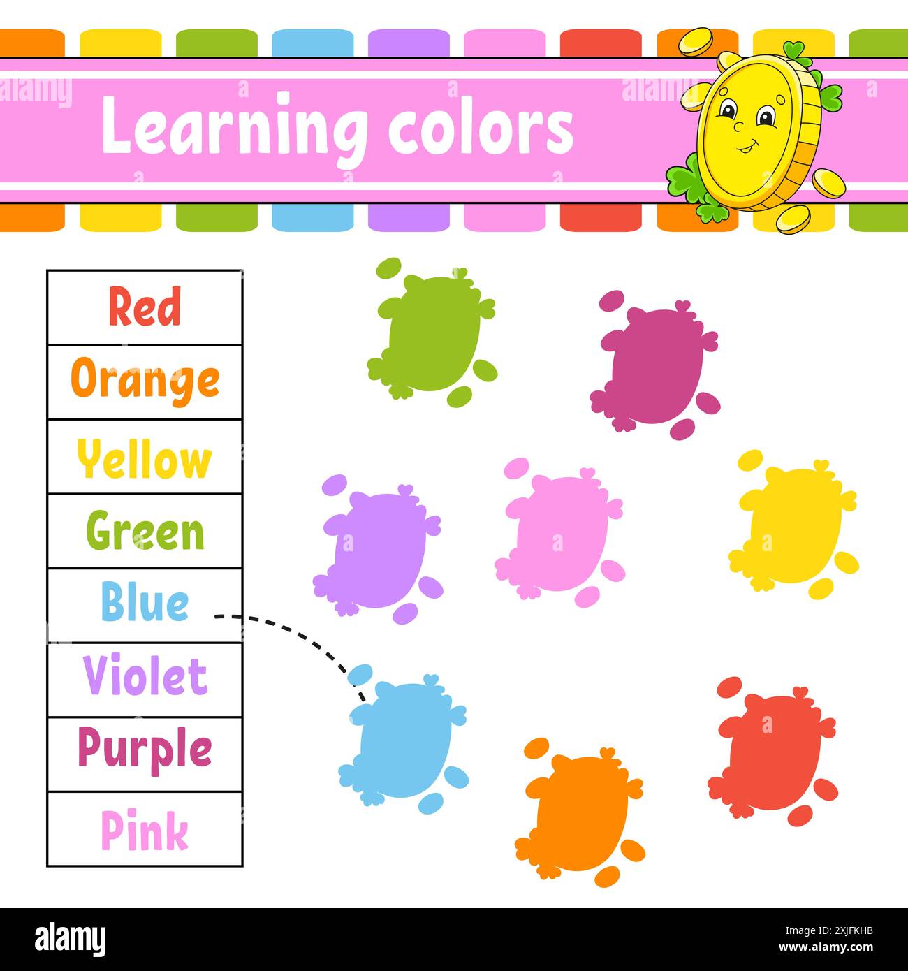 Learning colors. Education developing worksheet. Activity page with ...