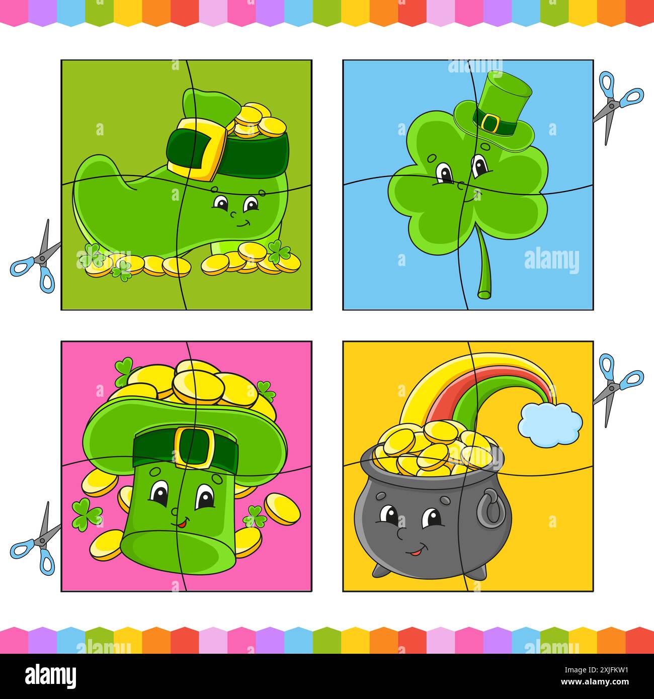 Cut and play. Paper game with glue. Flash cards. Education worksheet ...