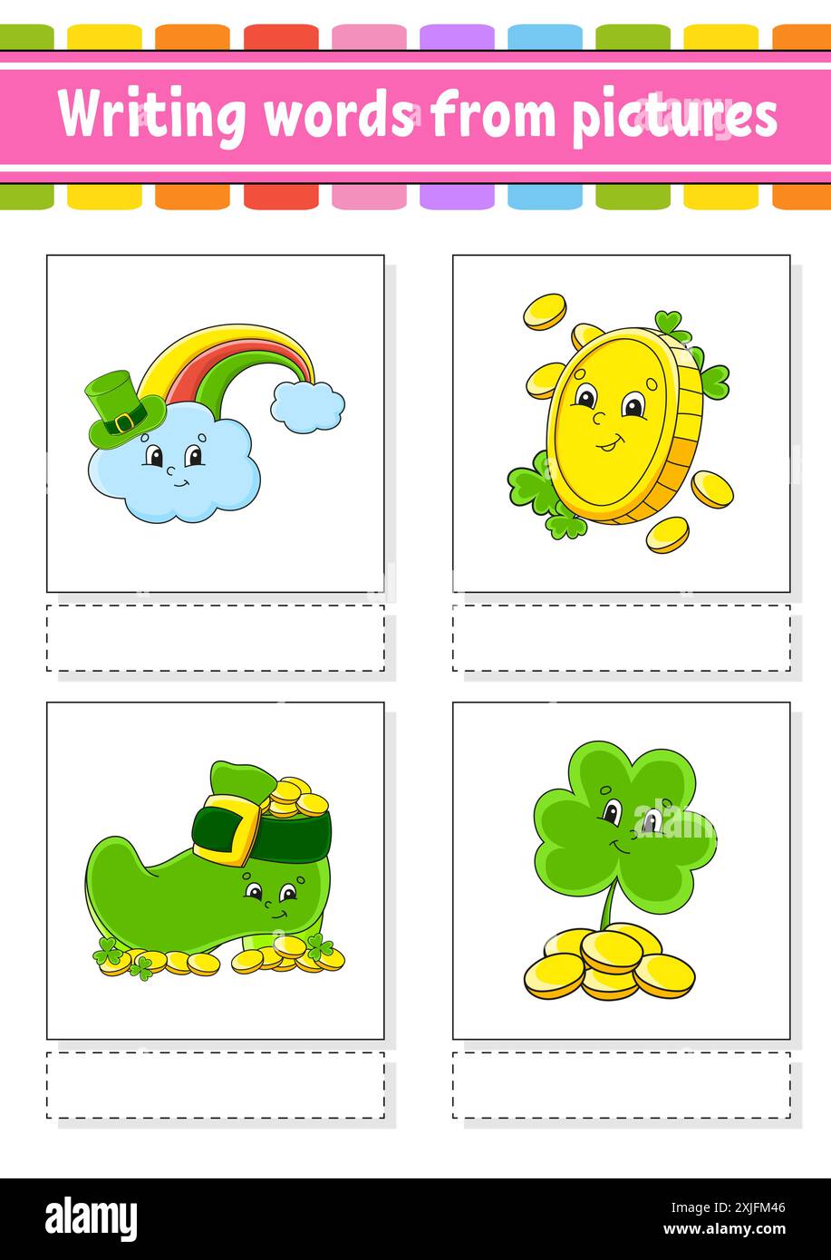 Writing words from pictures. Education developing worksheet. Activity ...