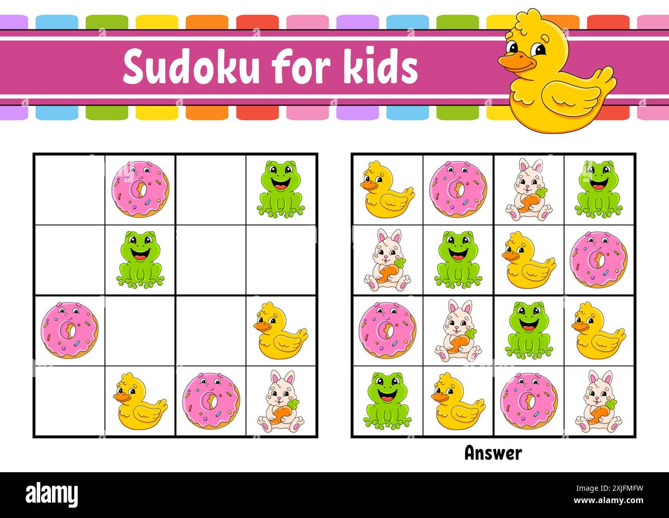 Sudoku for kids. Education developing worksheet. cartoon character ...