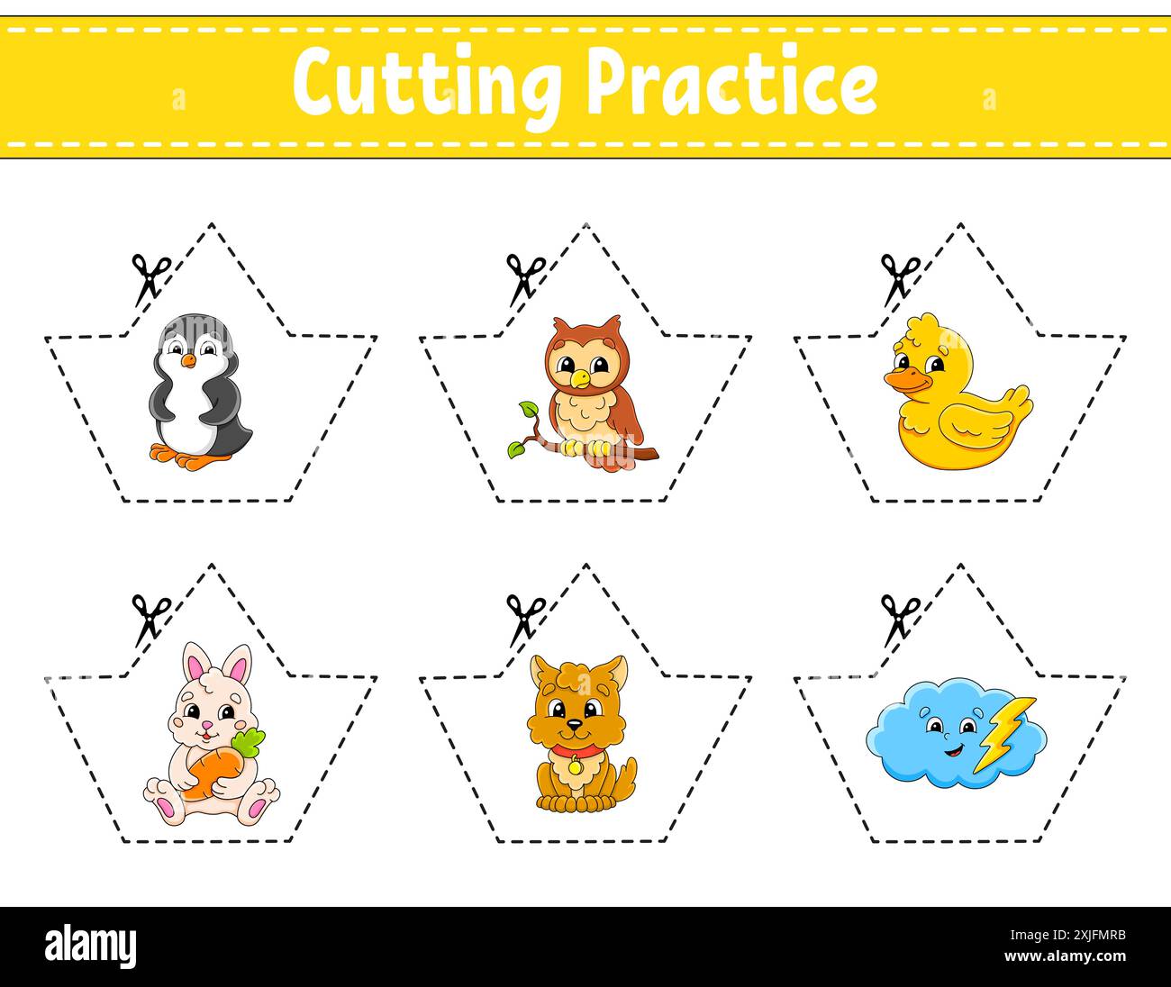 Cutting practice for kids. Education developing worksheet. Activity ...