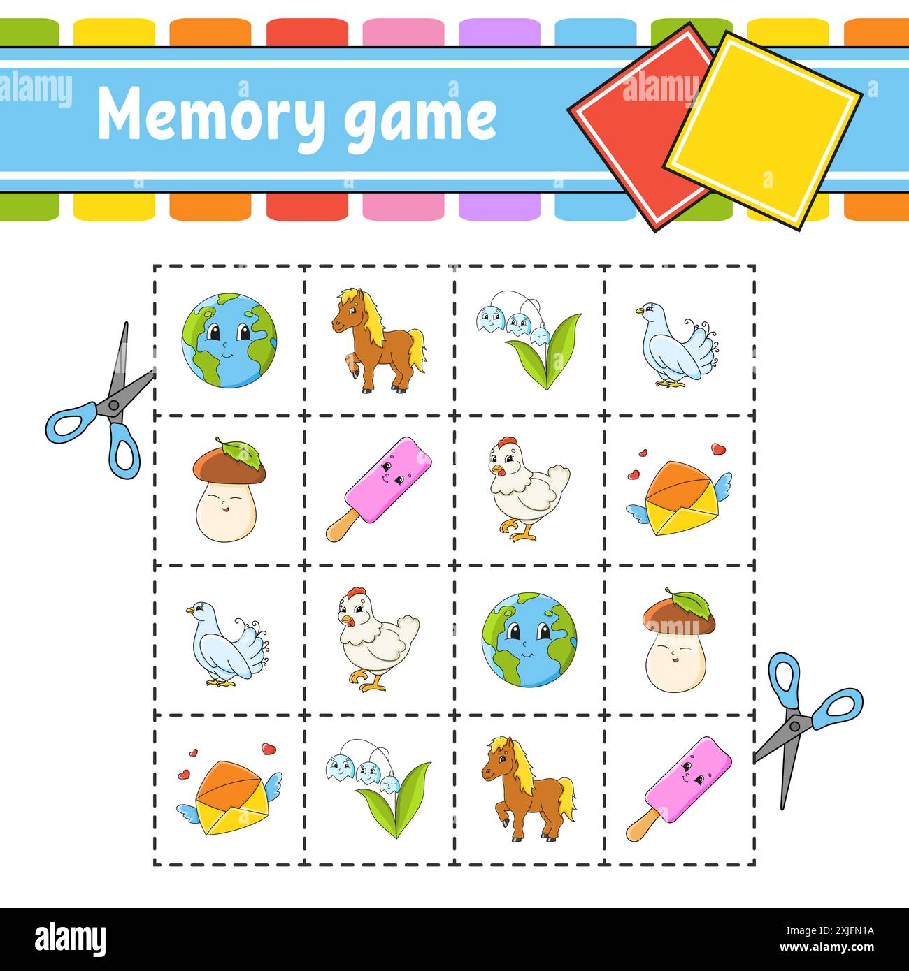 Memory game for kids. Education developing worksheet. Activity page ...