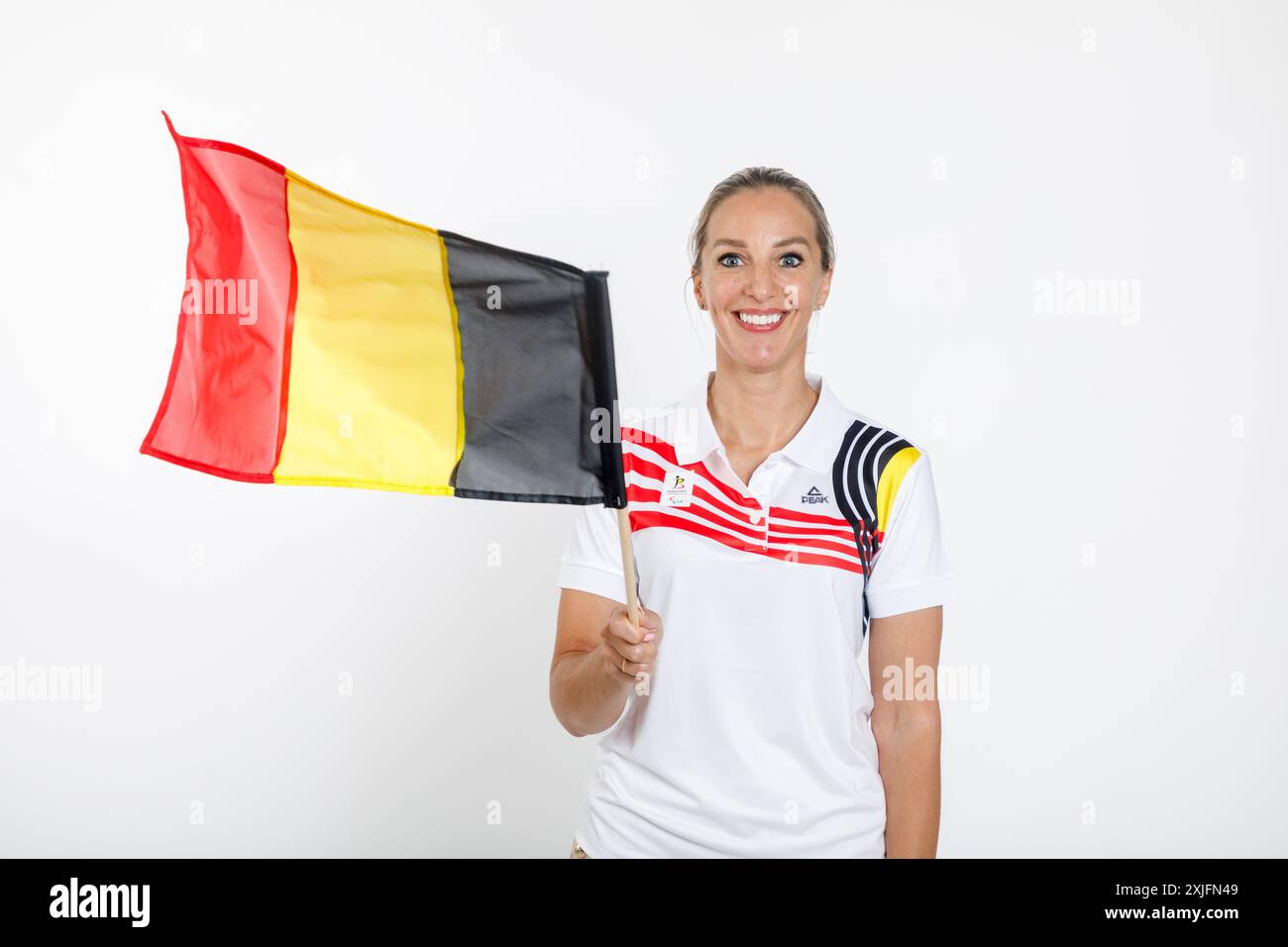 Brussels, Belgium. 18th July, 2024. Paralympic jockey Manon Claeys ...
