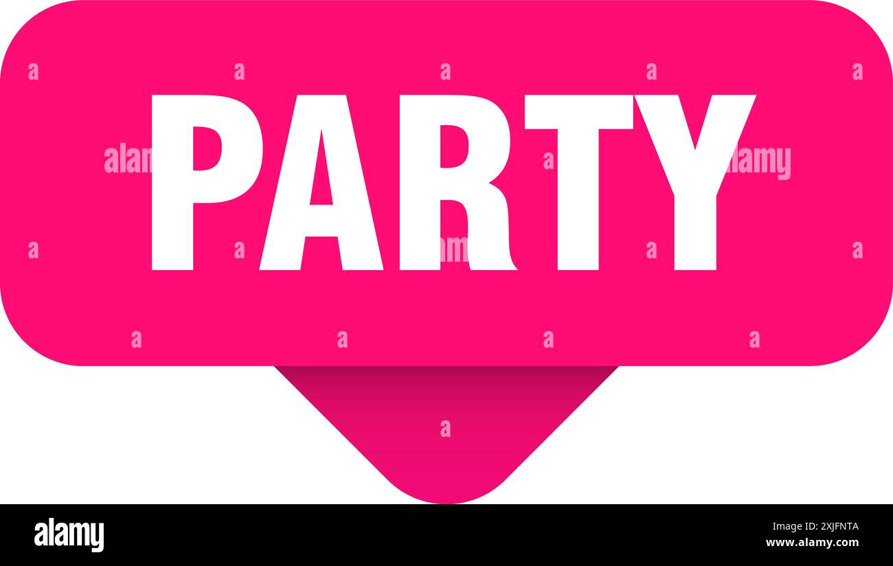 party sticker. party sign on transparent background. rectangular button ...