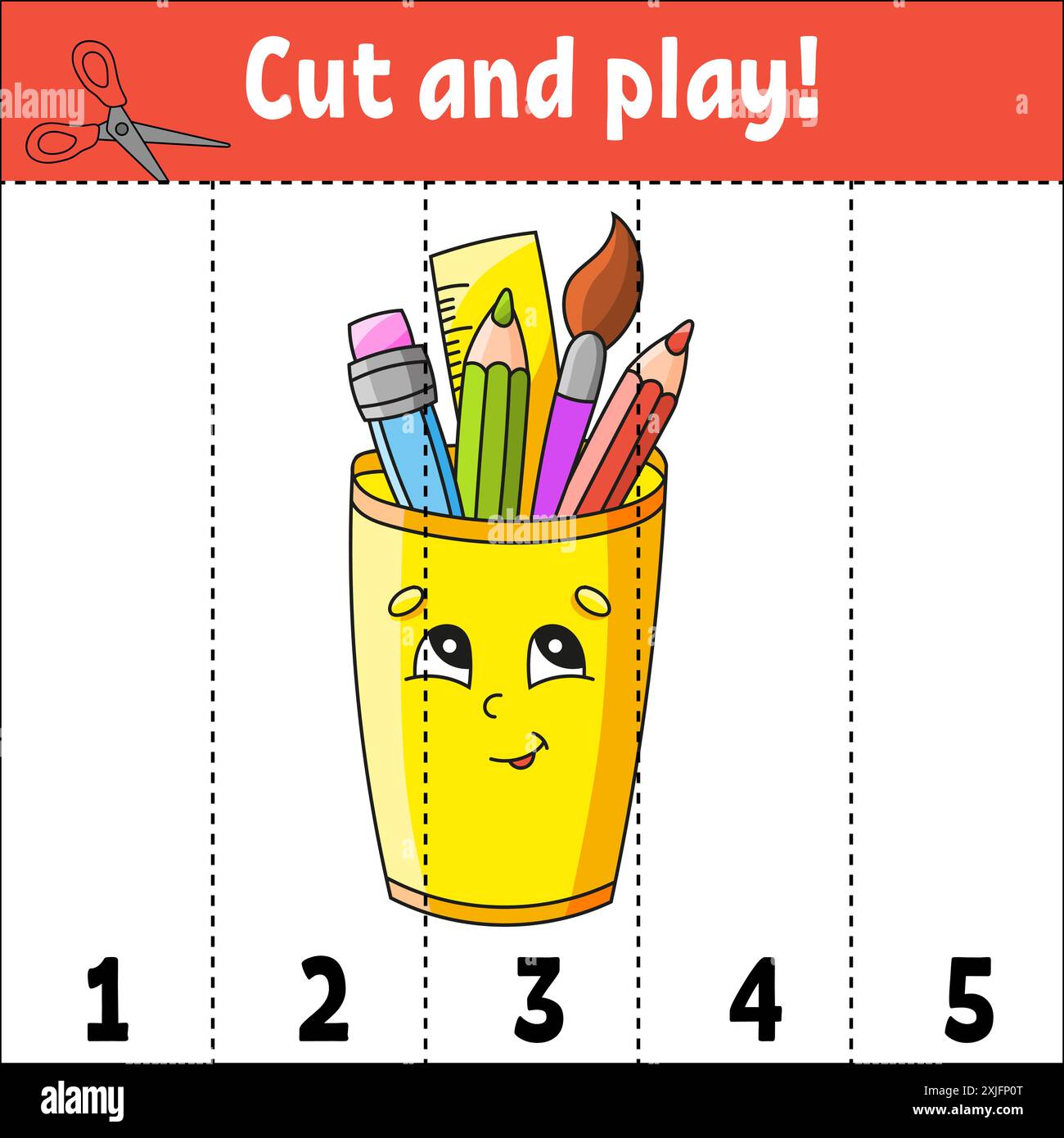 Learning numbers 1-5. Cut and play. Education worksheet. Game for kids ...