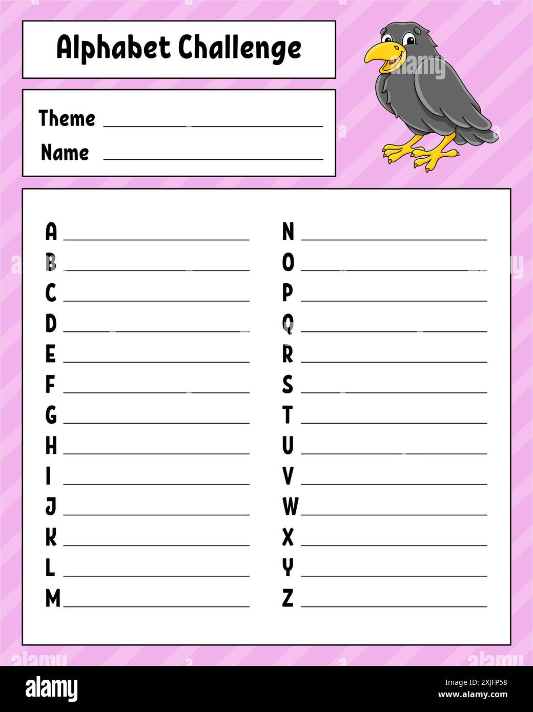 Alphabet challenge. Educational activity worksheet for kids and ...
