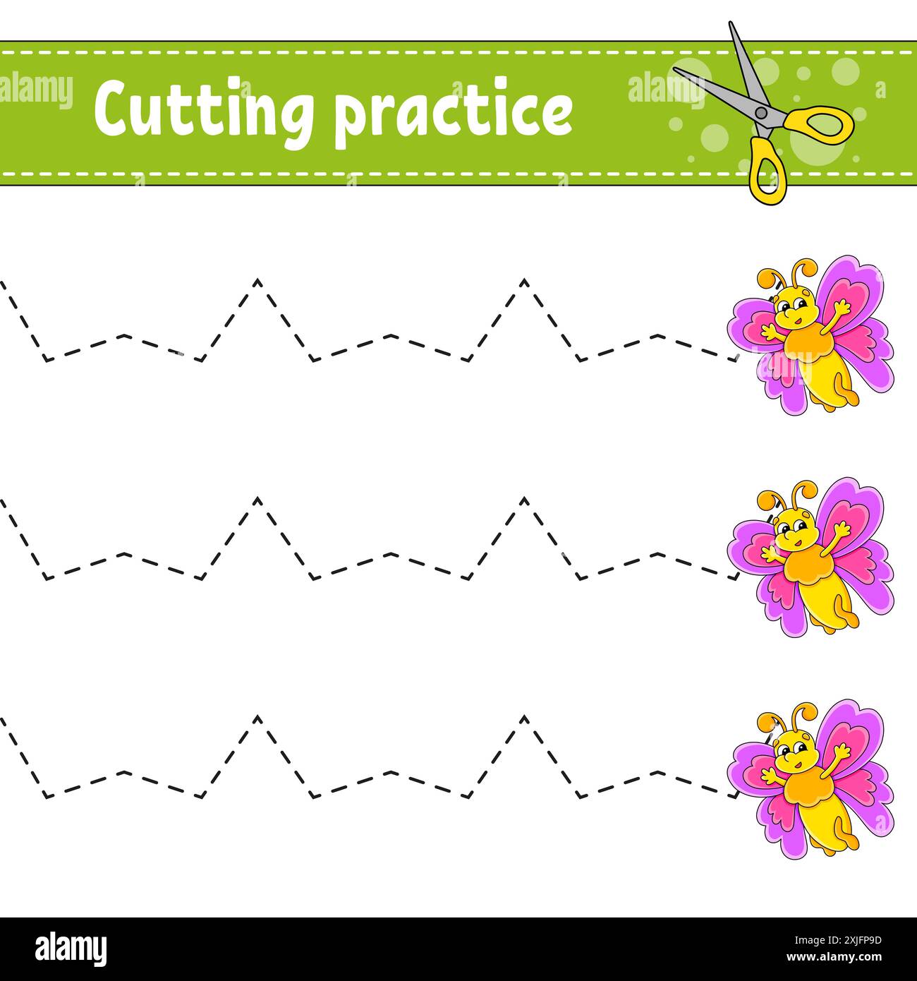 Cutting practice for kids. Education developing worksheet. Activity ...