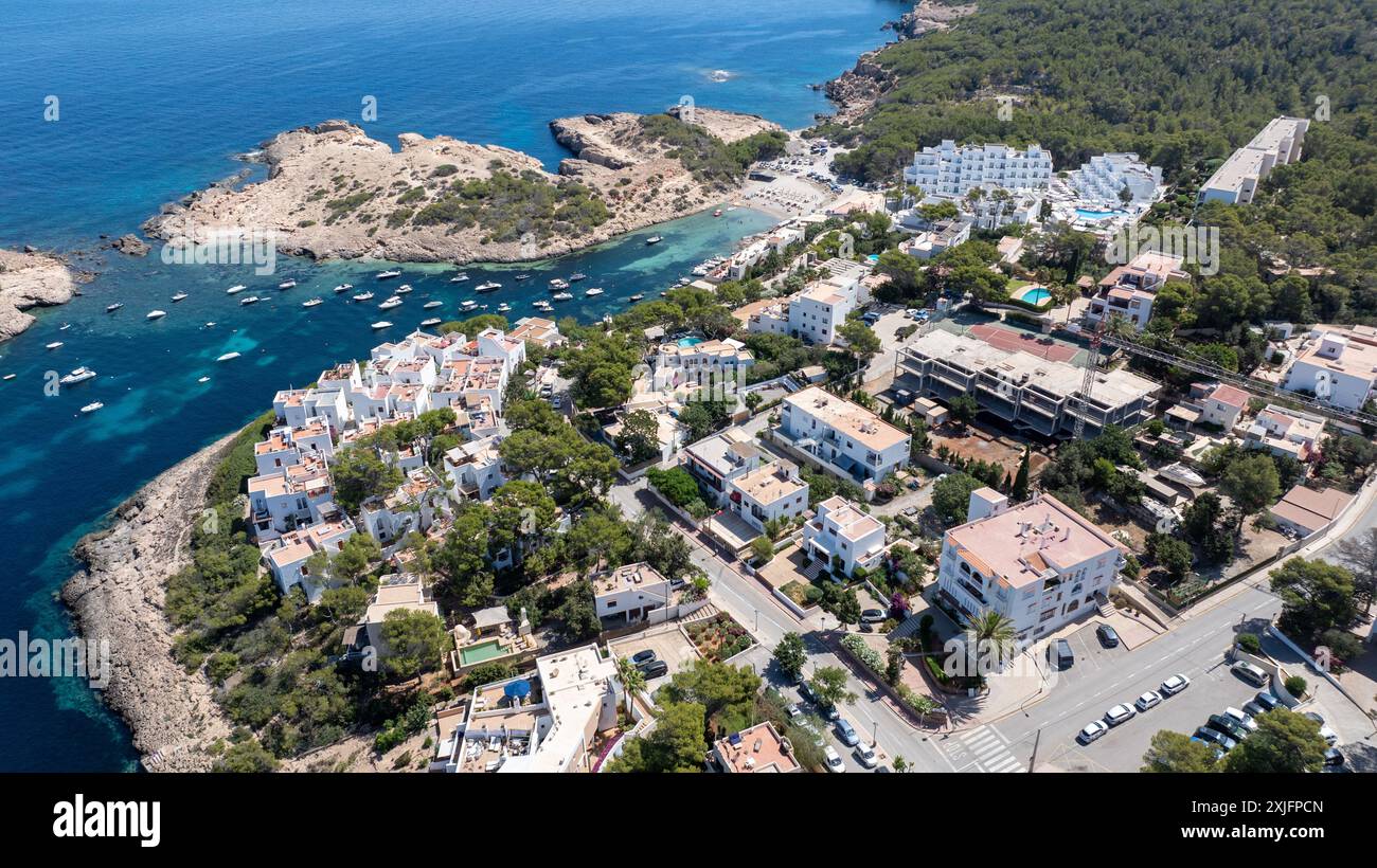 Picture dated July 2024 shows the holiday resort of Portinatx in Ibiza ...