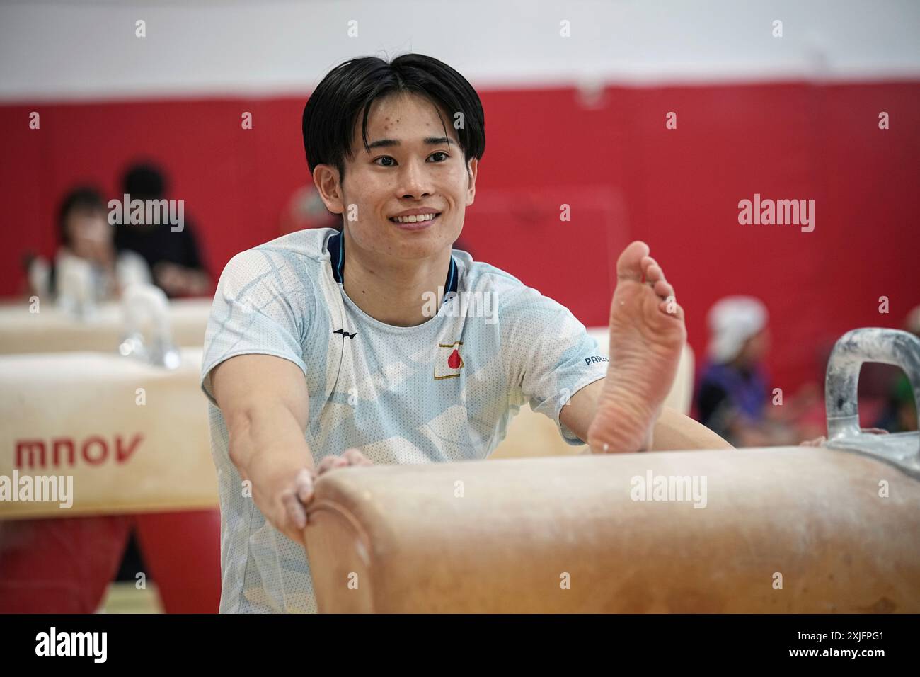 Kaya Kazuma stretches during a training session for Japan's artistic ...
