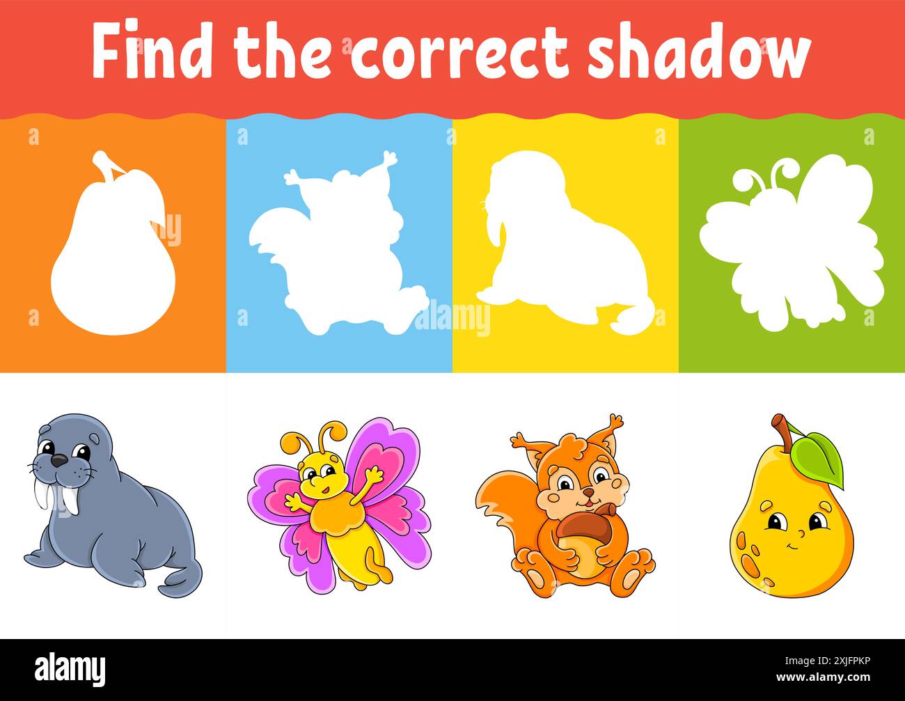 Find the correct shadow. Education worksheet. Matching game for kids ...
