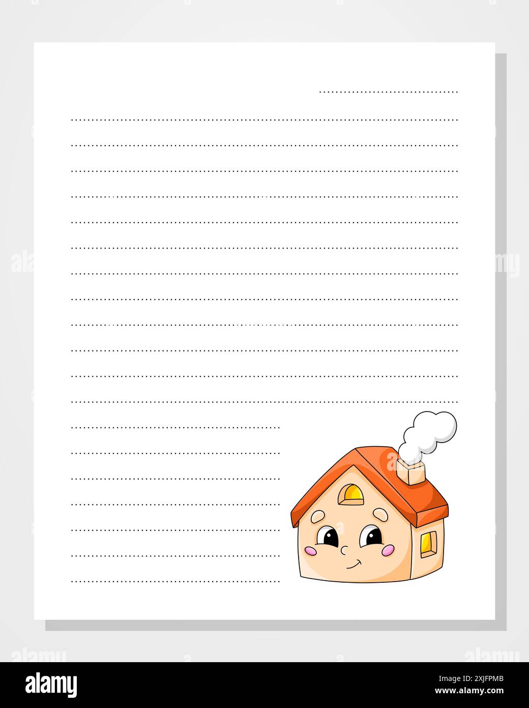 Sheet template for notebook, notepad, diary. Lined paper. With cute ...