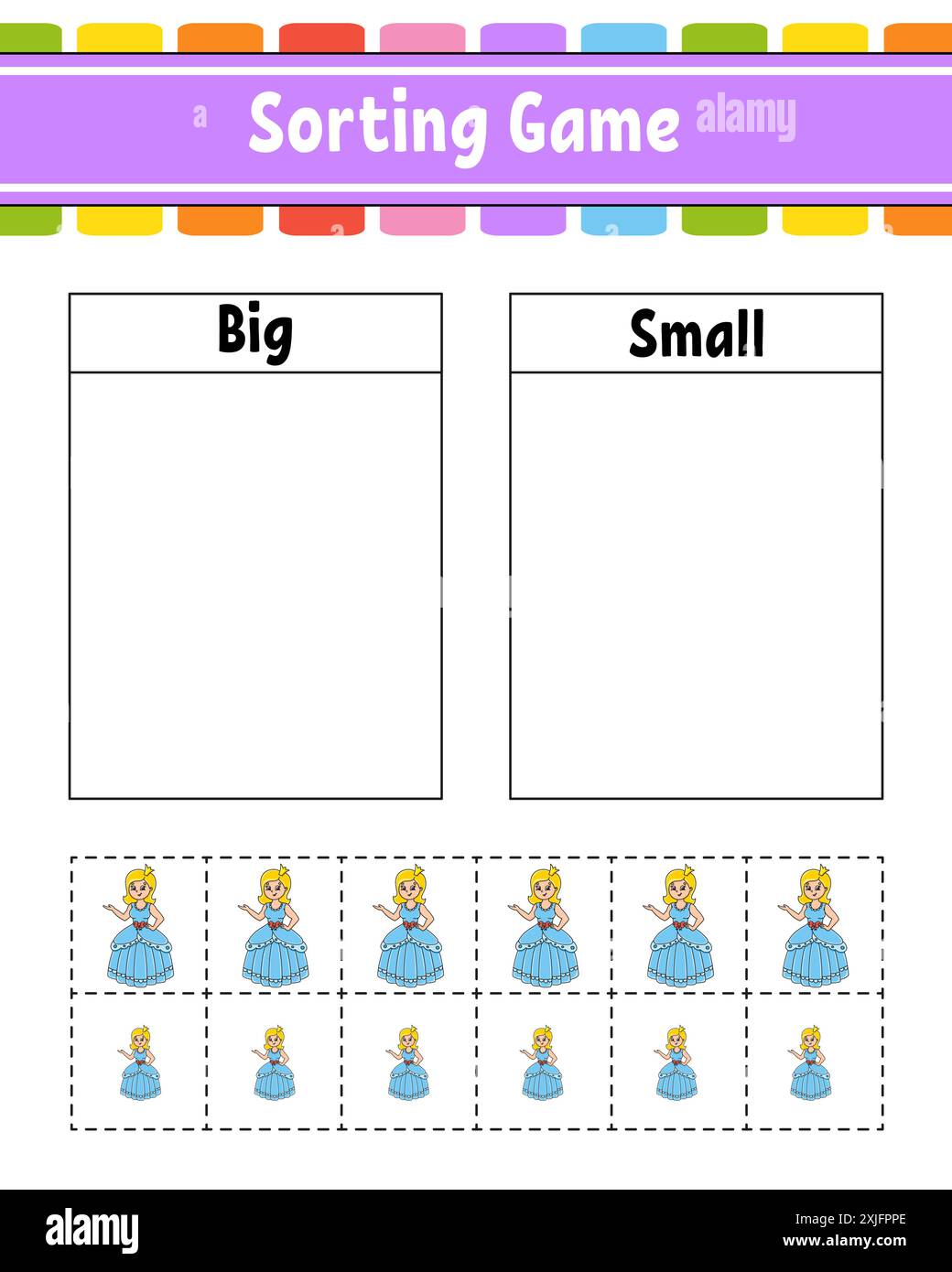 Sorting game for children. Happy characters. Big and small. Education ...