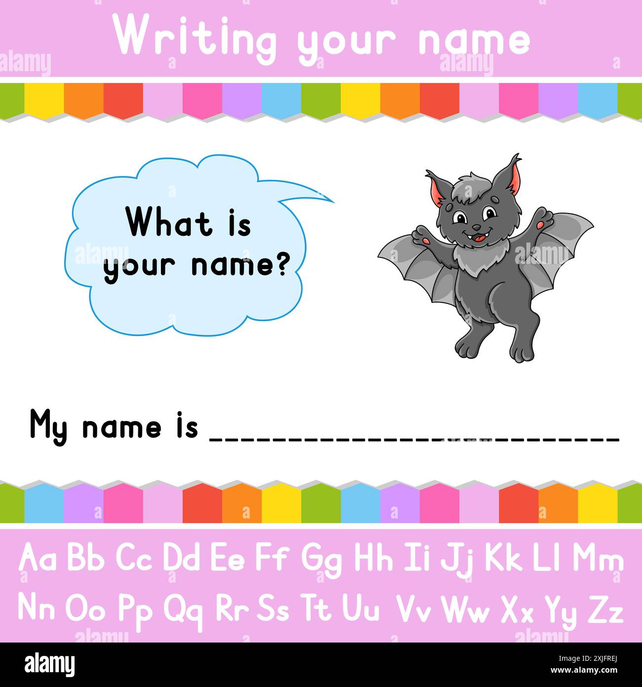 Writing your name. Educational activity worksheet for kids and toddlers ...