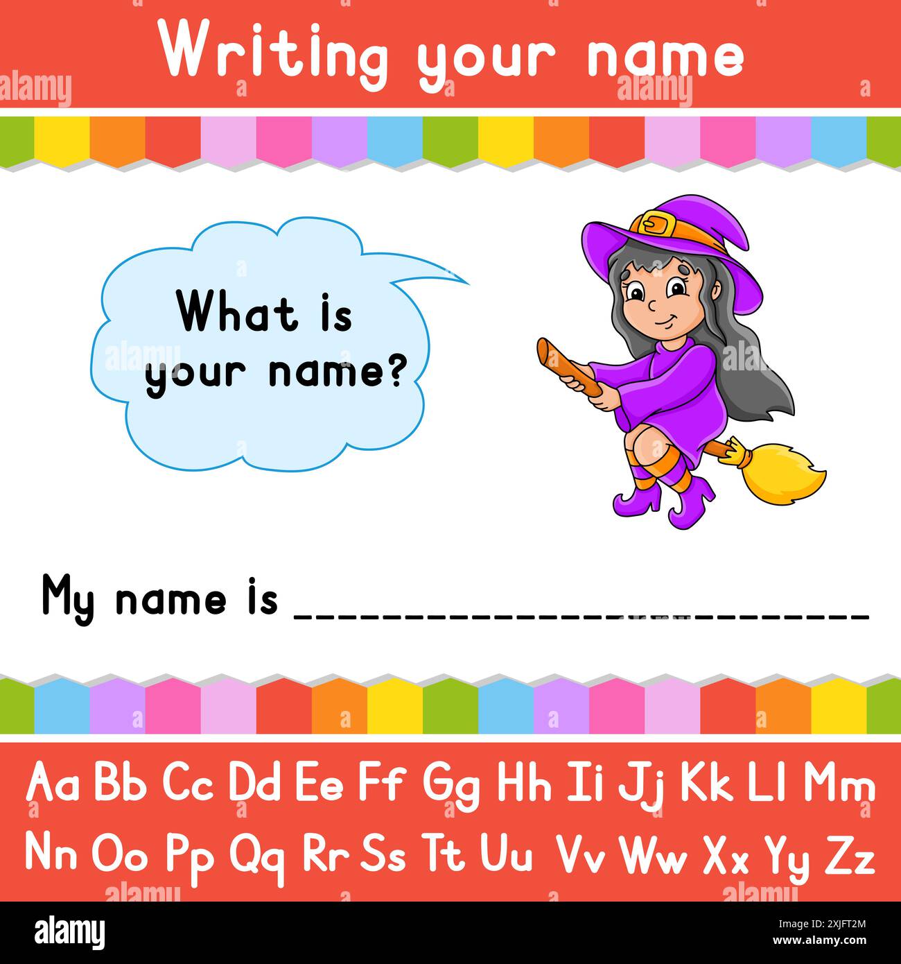 Writing your name. Educational activity worksheet for kids and toddlers ...