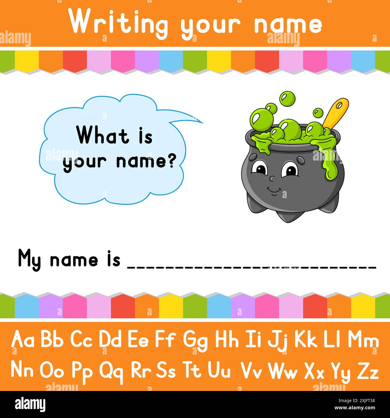 Writing your name. Educational activity worksheet for kids and toddlers ...