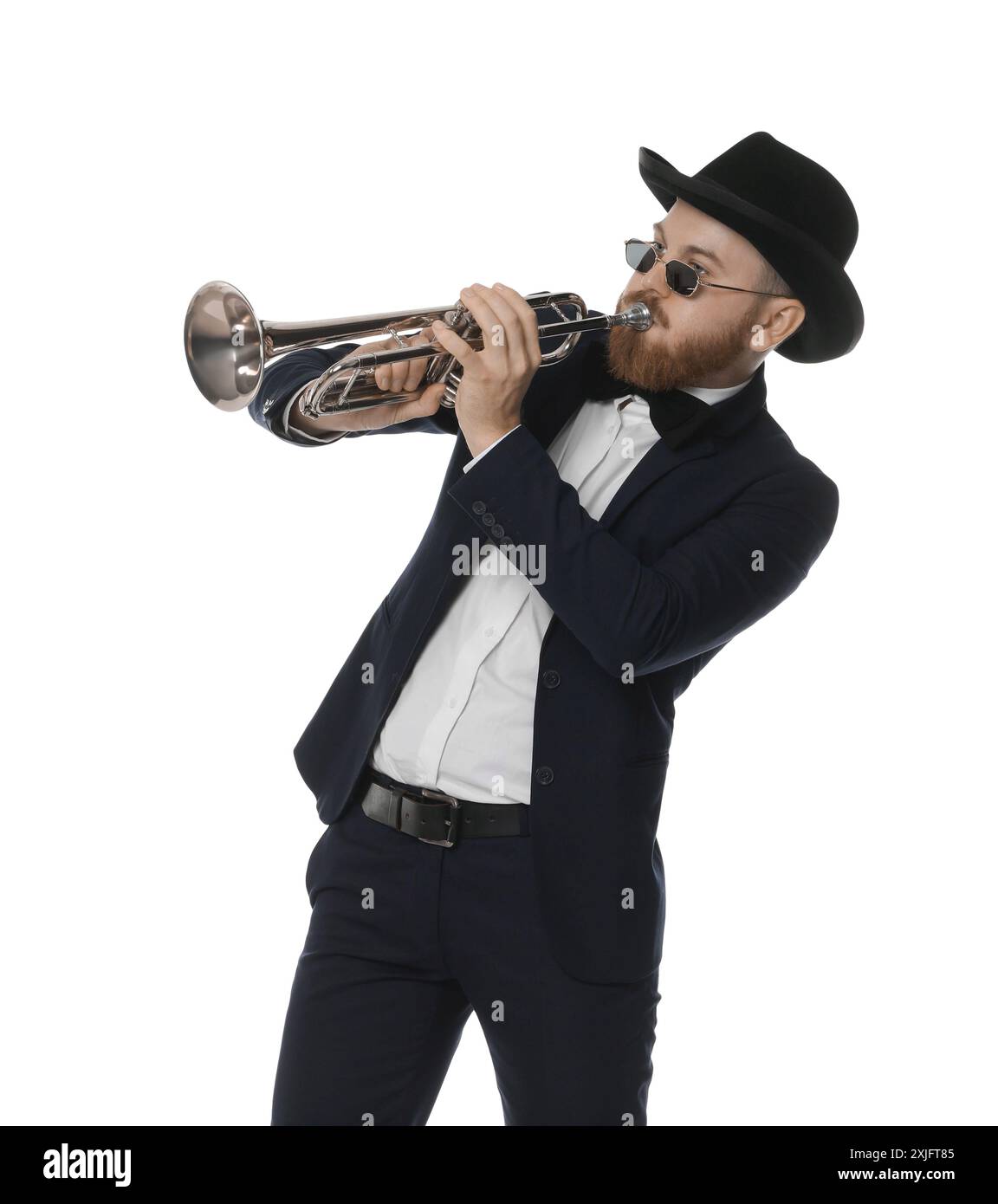 Man playing trumpet musician brass Cut Out Stock Images & Pictures - Alamy