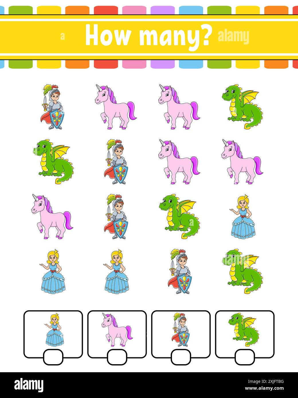 Counting game for children. Happy characters. Learning mathematics. How ...