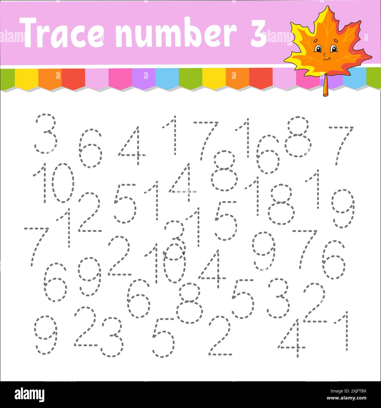 Trace number . Handwriting practice. Learning numbers for kids ...