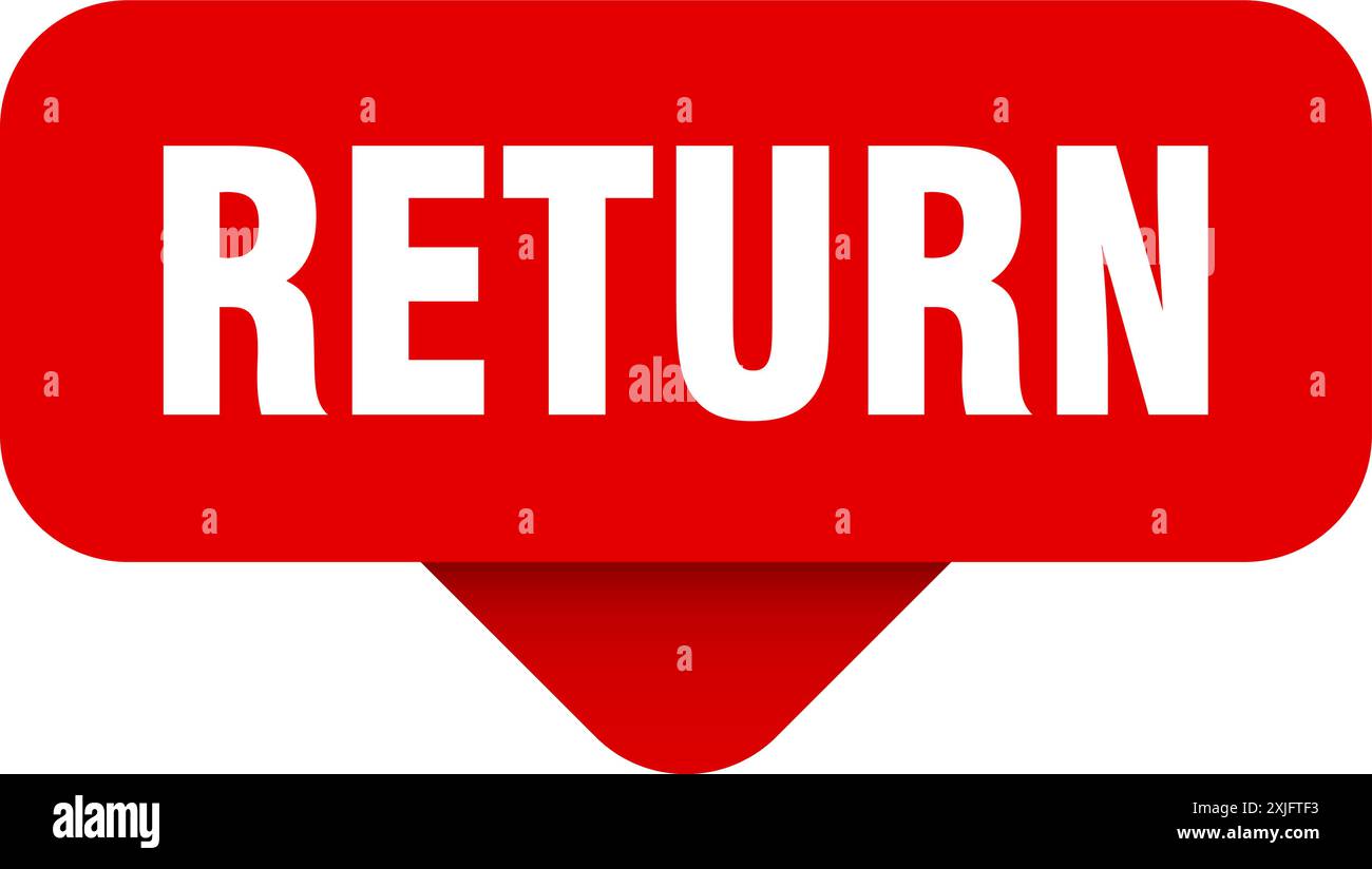 return sticker. return sign on transparent background. rectangular ...