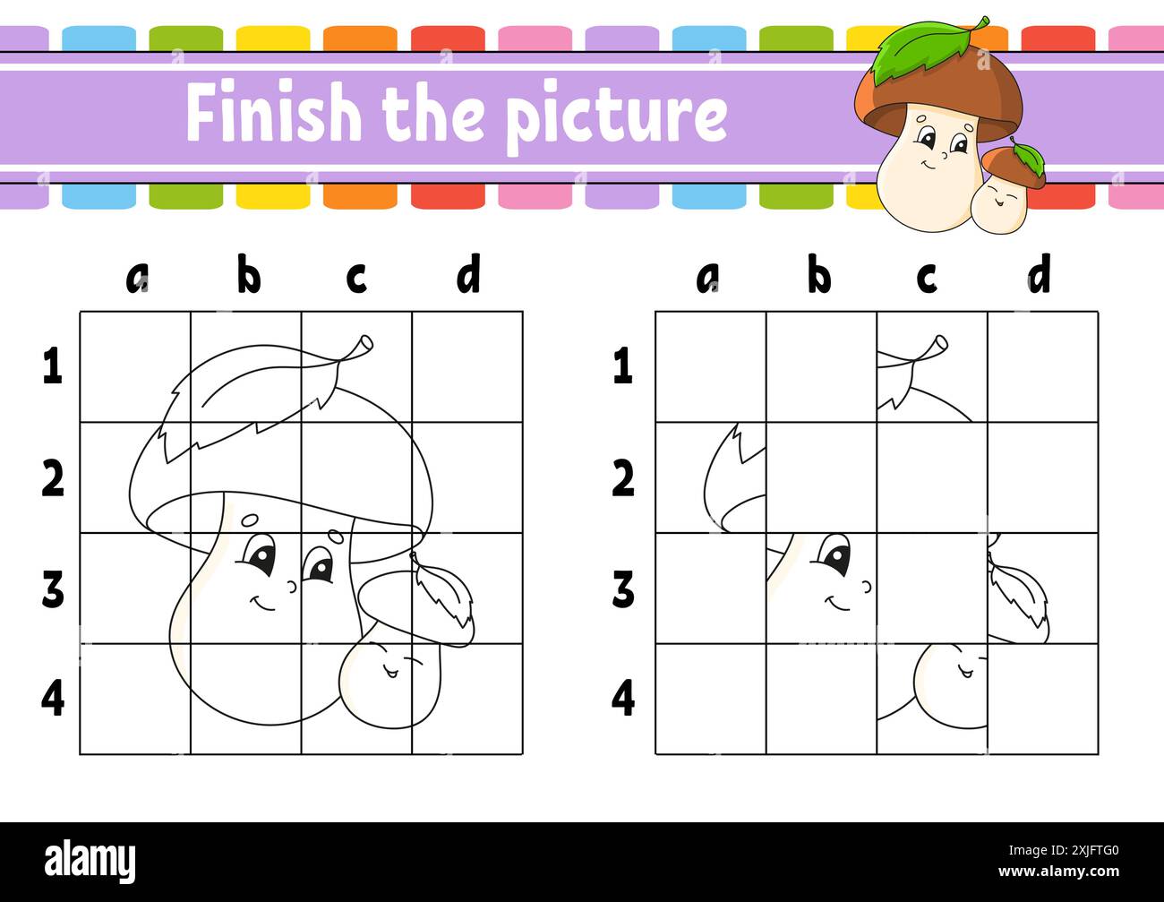Finish the picture. Coloring book pages for kids. Education developing ...