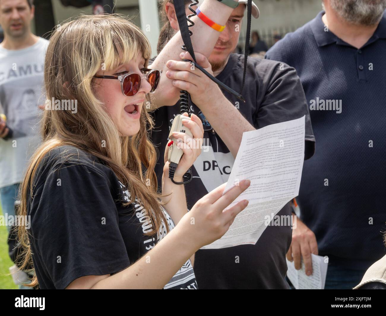 London, UK. 18 July 2024. Disability rights campaigners came to ...