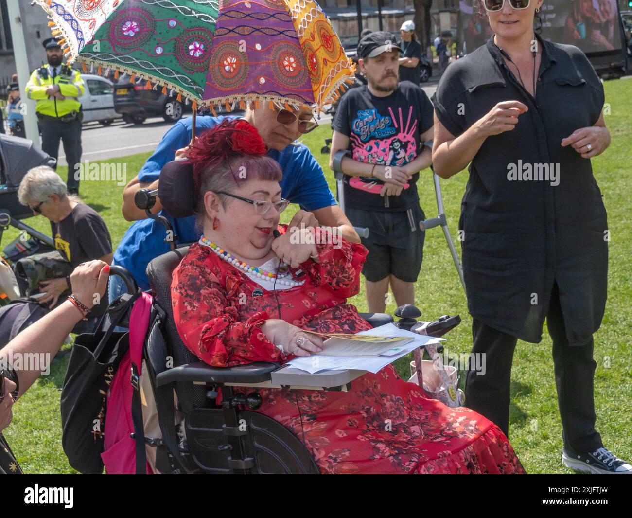 London, UK. 18 July 2024. Poet and disability rights activists Penny ...