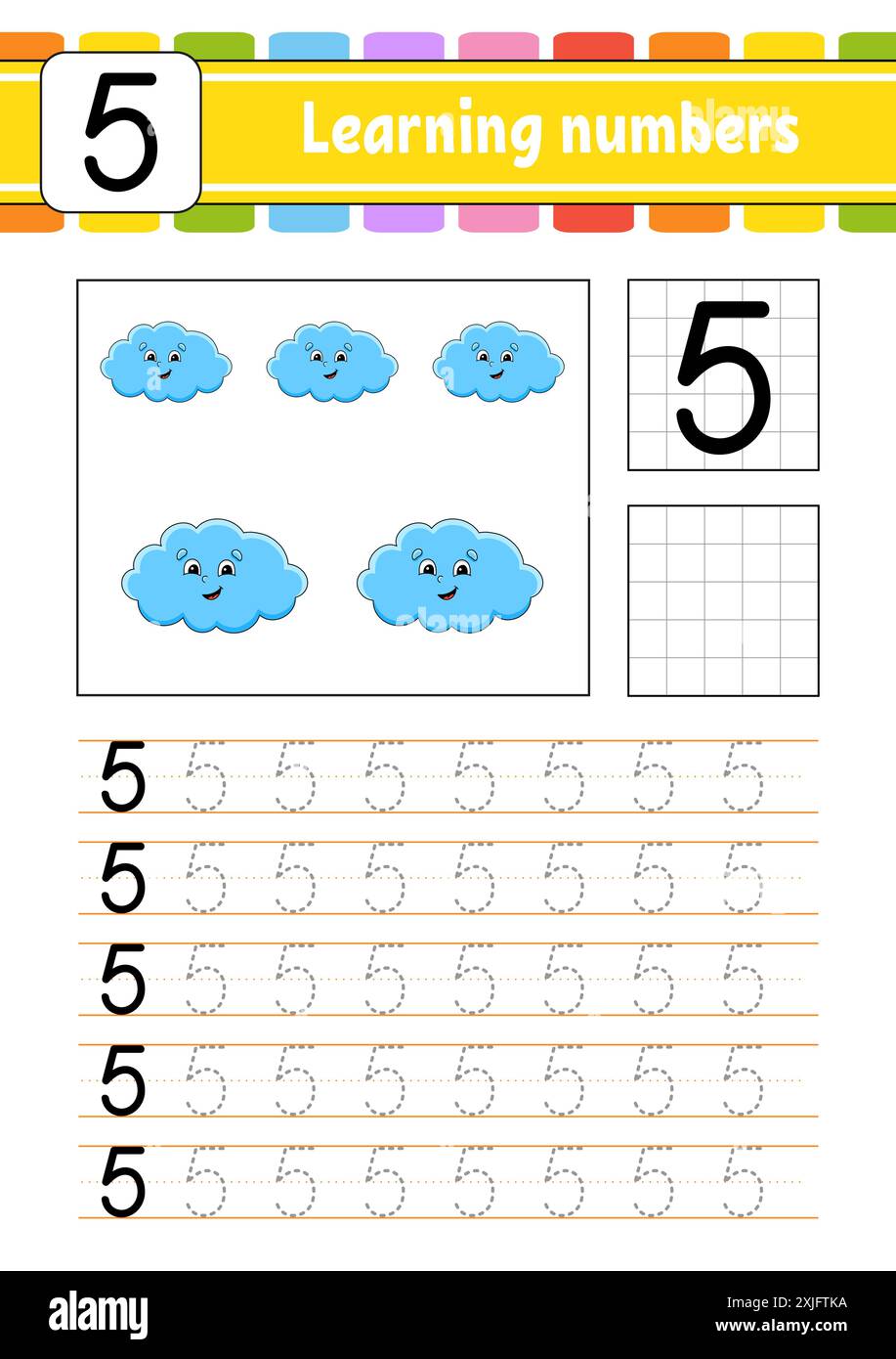 Trace and write numbers. Handwriting practice. Learning numbers for ...