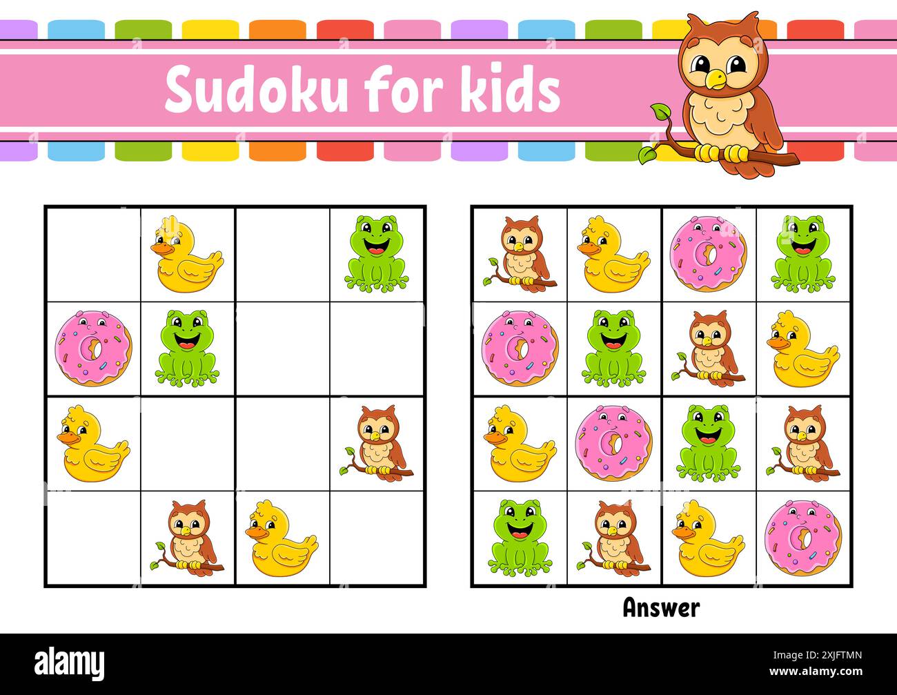 Sudoku for kids. Education developing worksheet. cartoon character ...