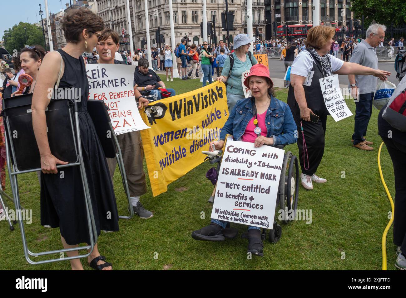 London, UK. 18 July 2024. Campaigners move onto the grass in the square ...