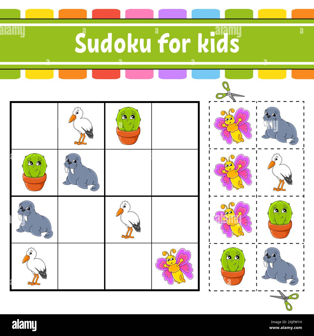 Sudoku for kids. Education developing worksheet. Activity page with ...
