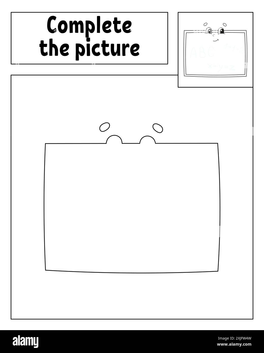 Complete the picture. Coloring page for kids. Back to school theme ...