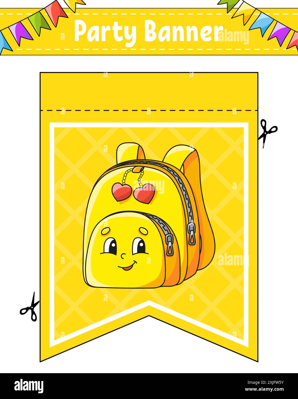 Party banner for kids. With cute cartoon characters. For holidays ...