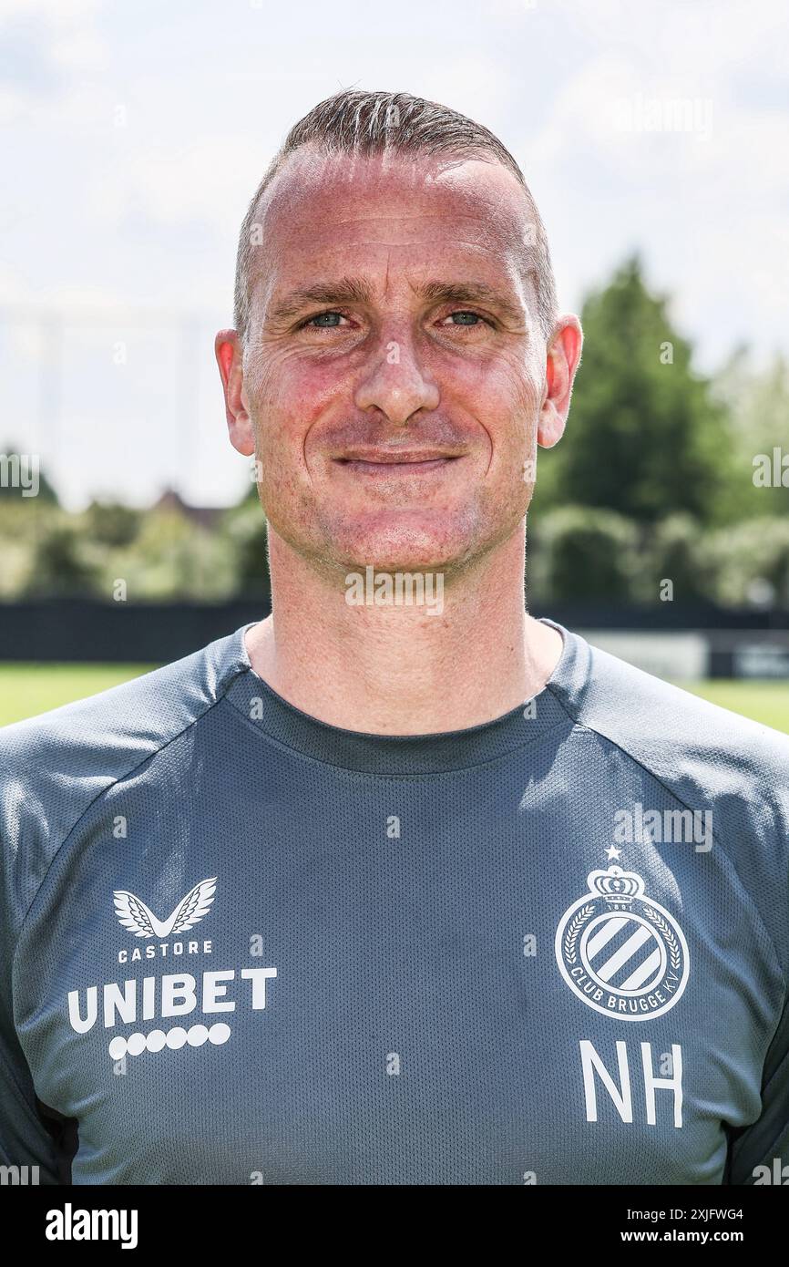 Brugge, Belgium. 18th July, 2024. Club's head coach Nicky Hayen poses ...