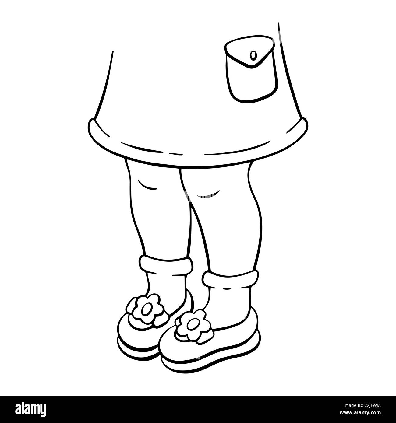 Girl's legs. Coloring page for kids. Digital stamp. Cartoon style ...