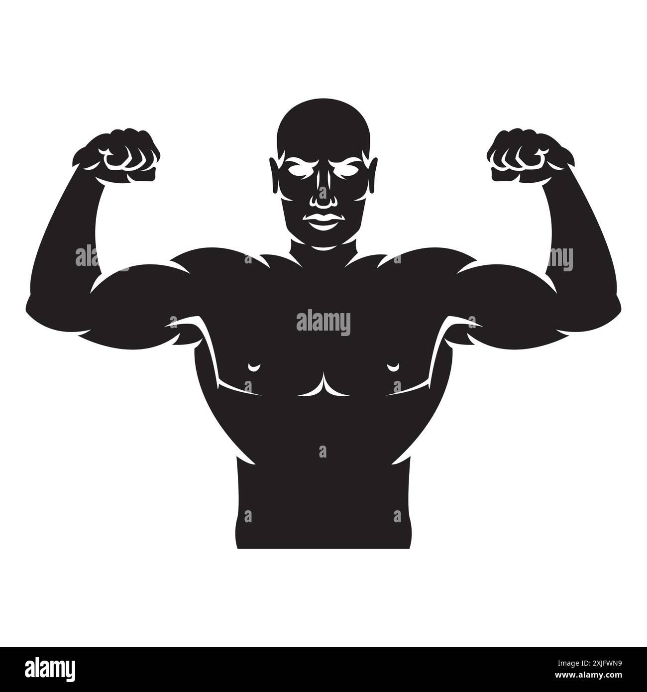 Bodybuilder strong man. Black silhouette. Design element. Vector ...
