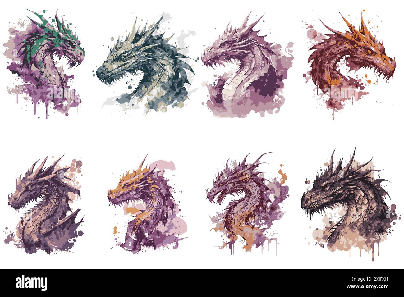 Fiery dragon illustration Cut Out Stock Images & Pictures - Alamy