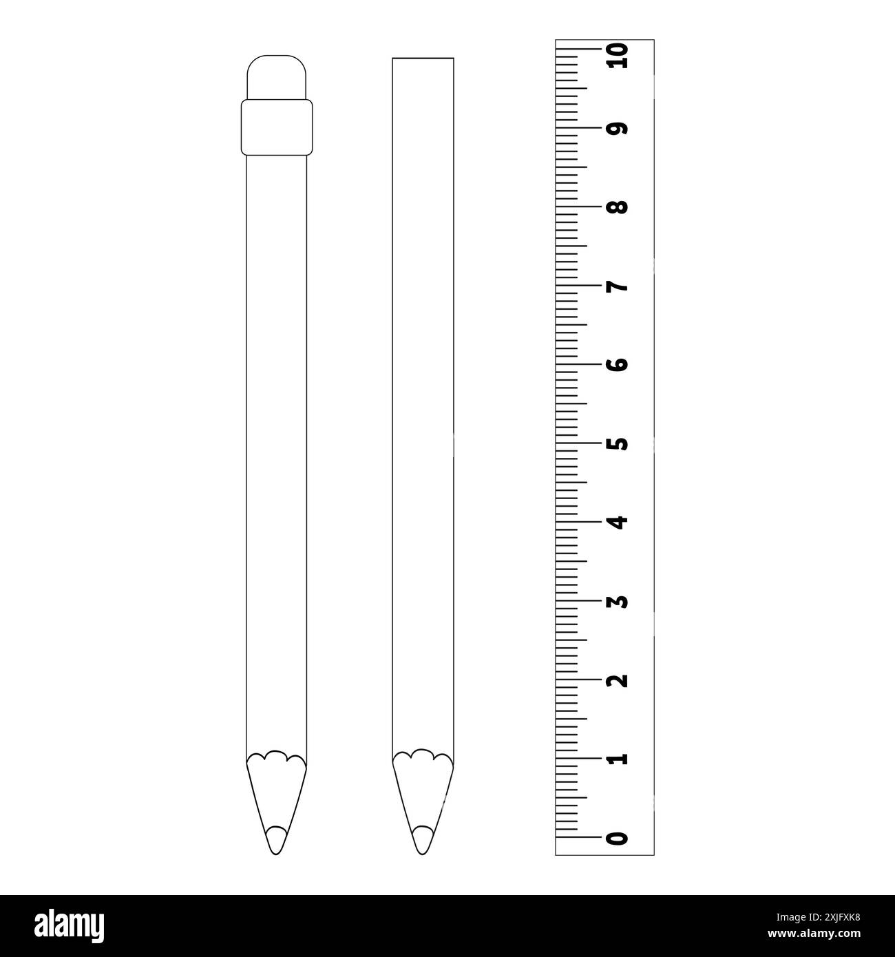 Wooden pencil with eraser. Outline contour. Design element. Vector ...