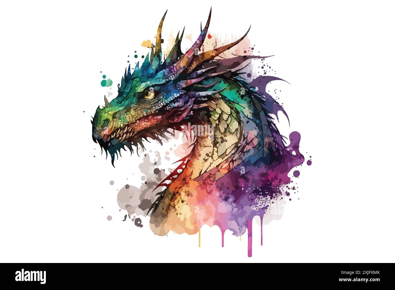 Fiery dragon illustration Cut Out Stock Images & Pictures - Alamy