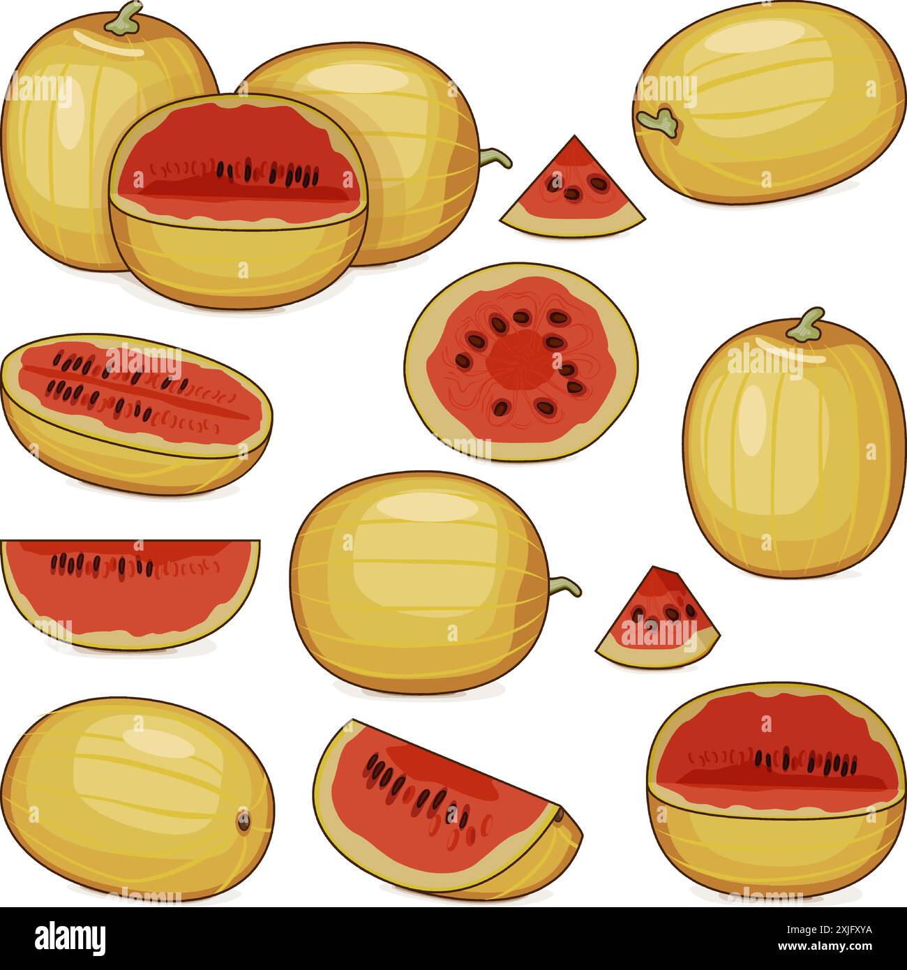 Set of Faerie watermelon. Citrullus lanatus. Fruits and vegetables ...