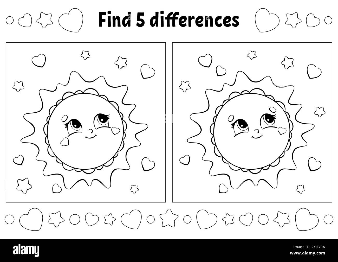 Find five differences. Coloring page for kids. Activity worksheet for ...