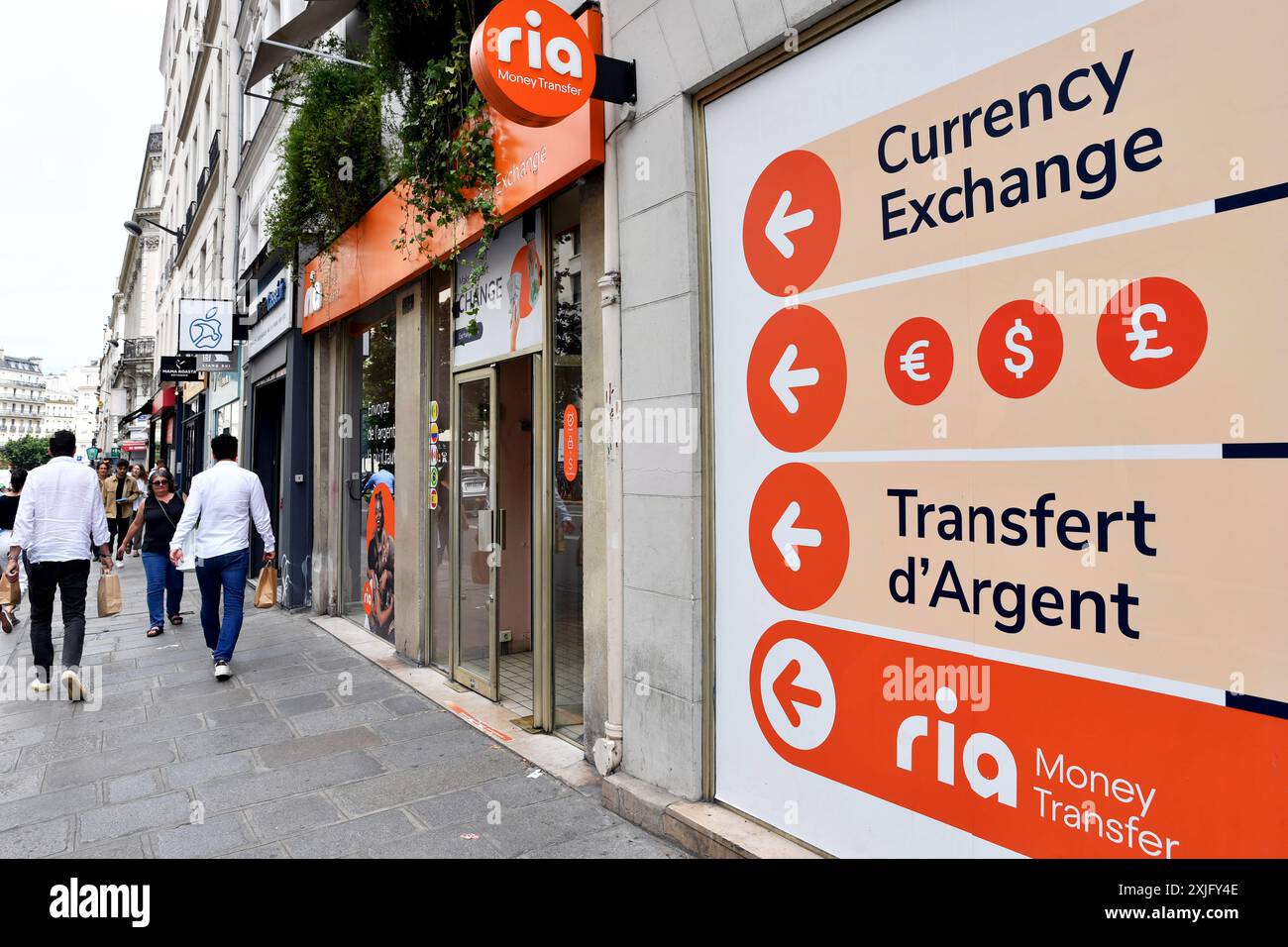 RIA money transfer office - Rue Montmartre - Paris - France Stock Photo ...