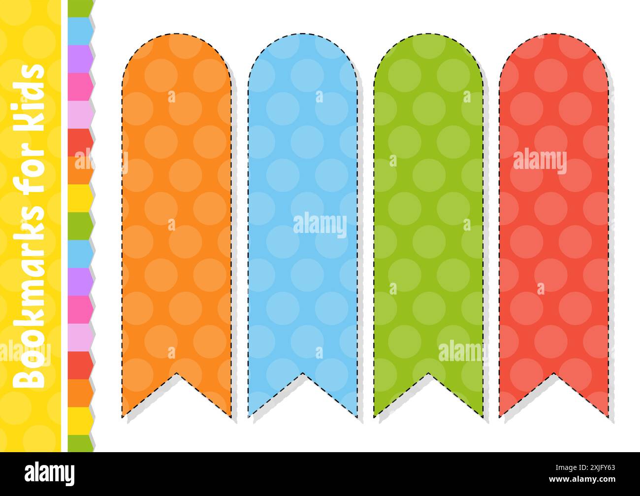 Set of paper bookmarks for books with cute cartoon characters. For kids ...
