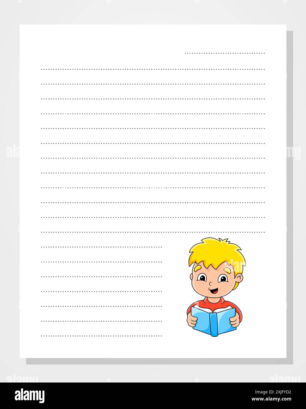 Sheet template for notebook, notepad, diary. Lined paper. With cute ...