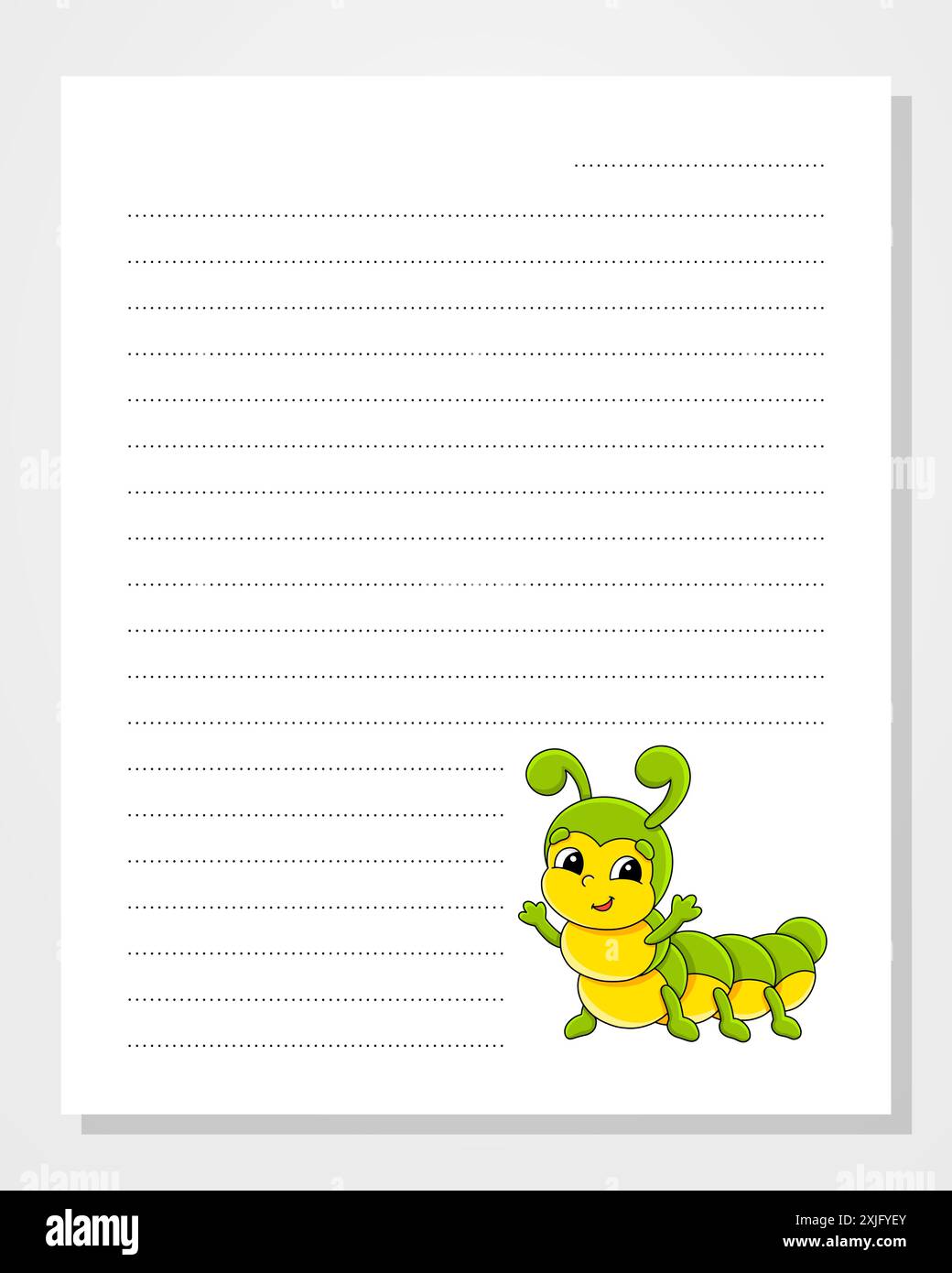 Sheet template for notebook, notepad, diary. Lined paper. With cute ...