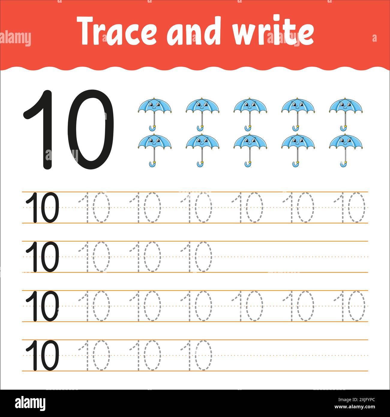 Learn Numbers. Trace and write. Handwriting practice. Learning numbers ...