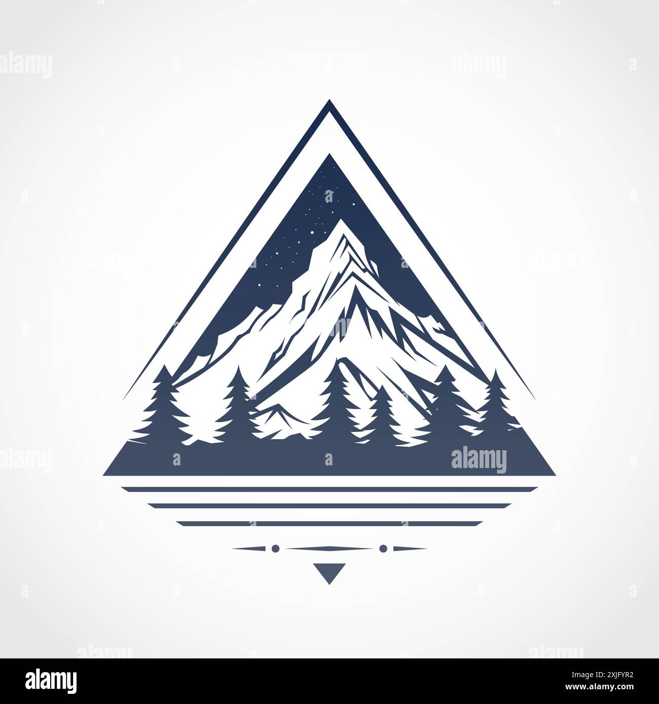 Mountains and forest nature landscape vector illustration, black and ...