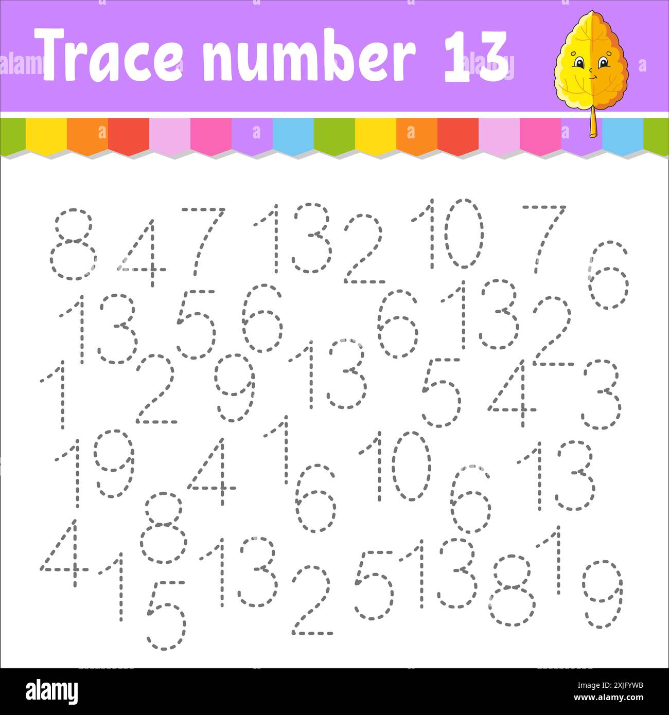 Trace number . Handwriting practice. Learning numbers for kids ...