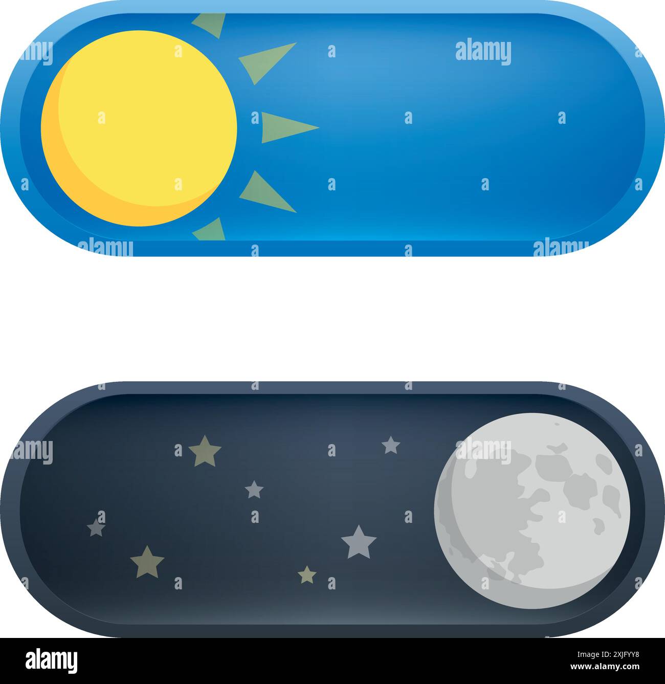 day and night button with sun and moon on clear sky vector illustration ...