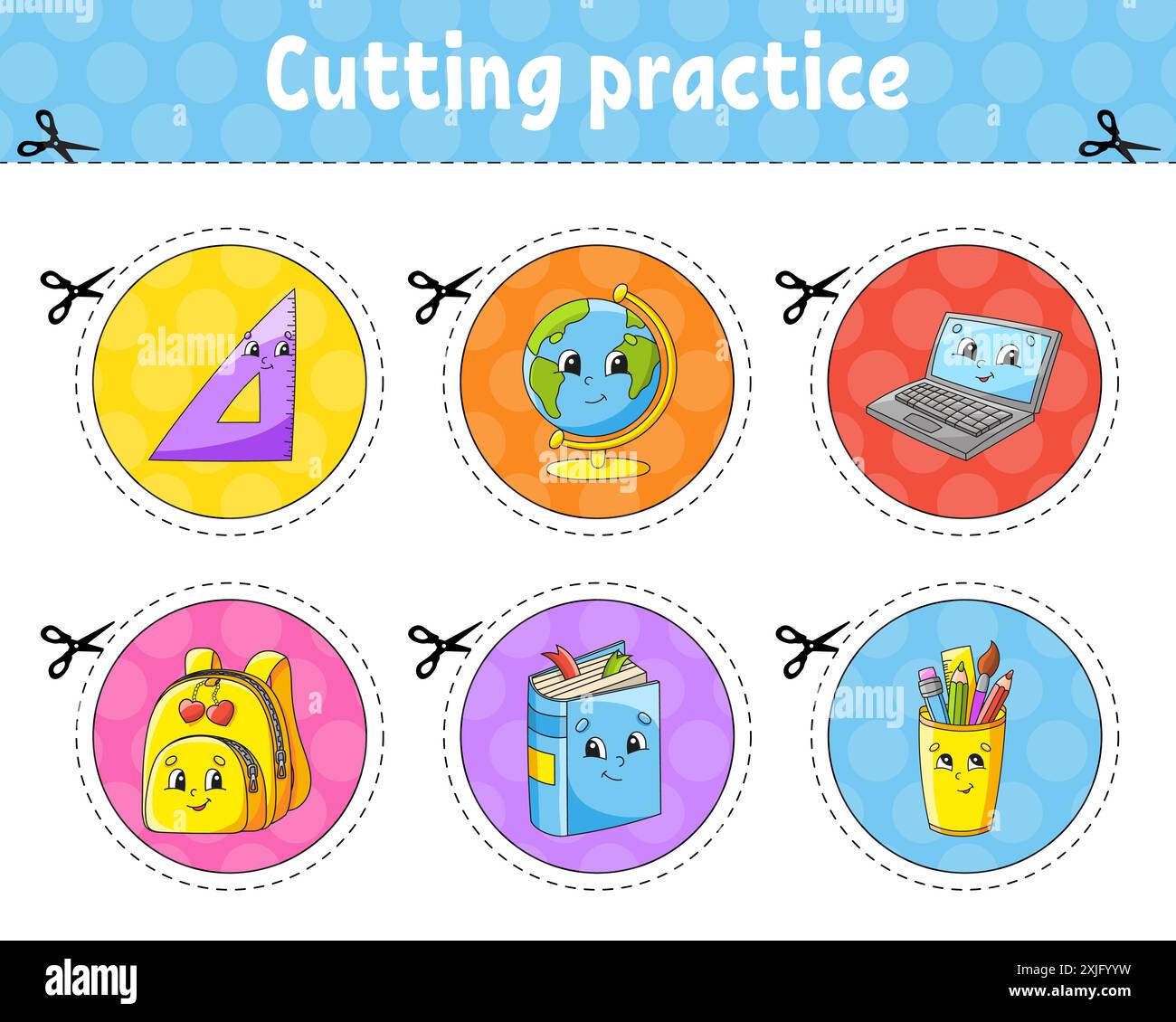 Cutting practice. Educational activity worksheet for kids and toddlers ...