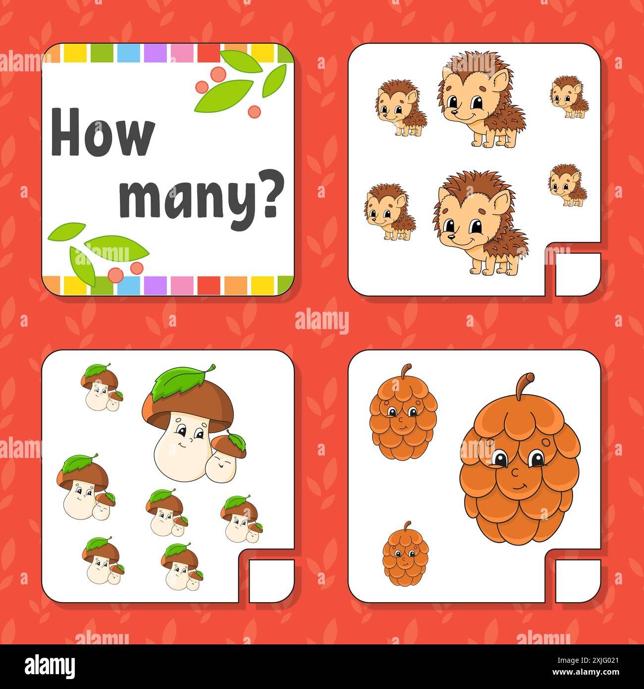 Counting game for children. Happy characters. Learning mathematics. How ...